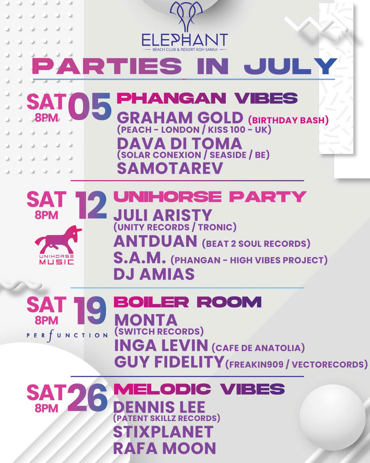 July 2025 events - Elephant Beach Club & Resort
